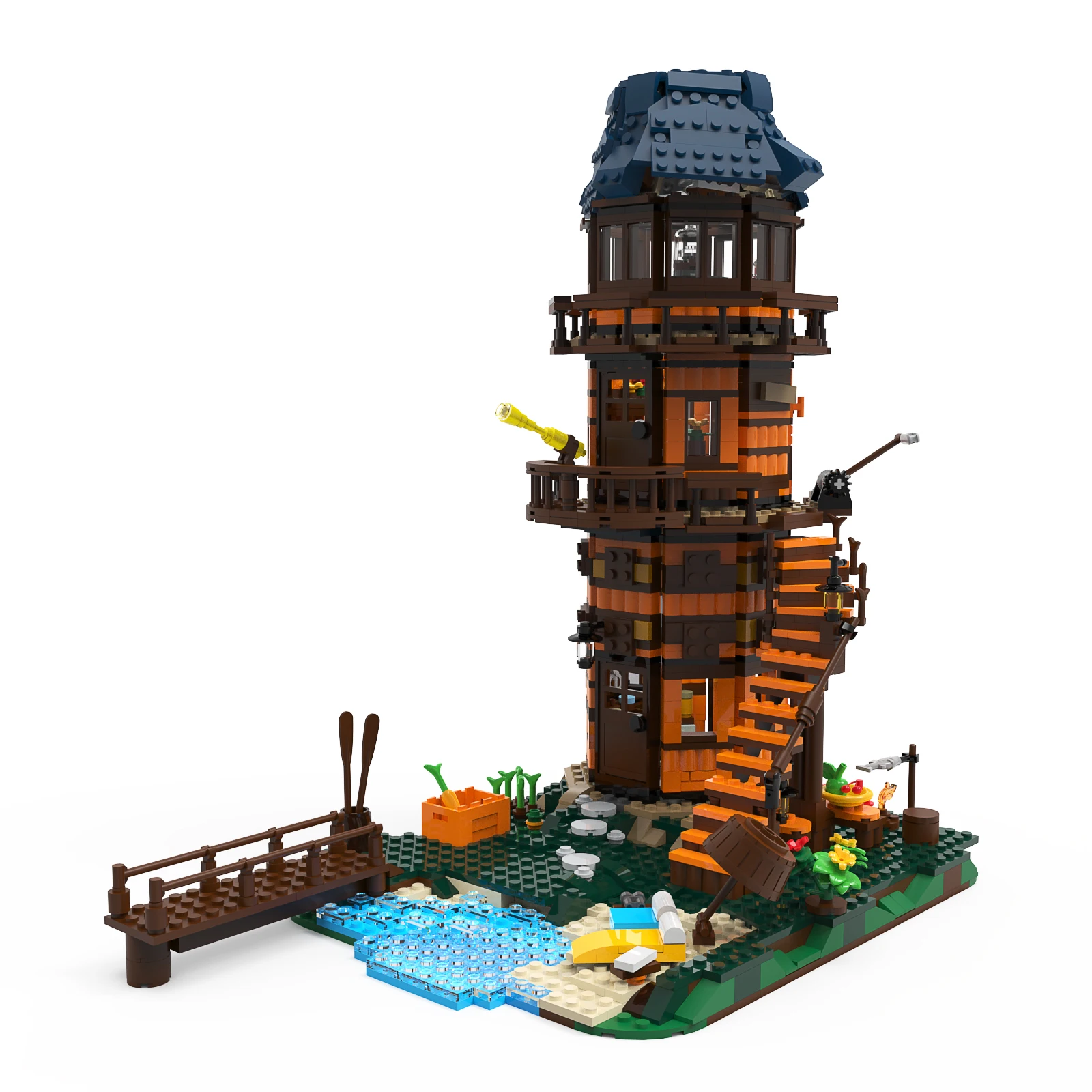 MOC 68088 Small Island Lighthouse Street View House Architecture ...
