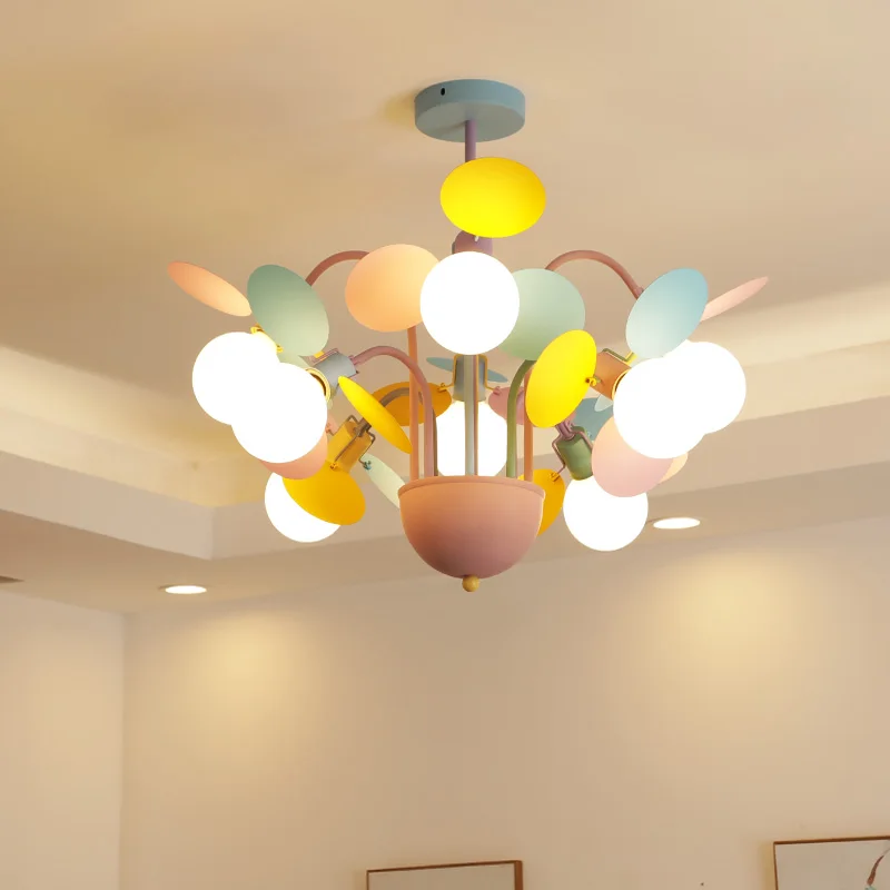 Kids Chandelier Romantic Light Fixture Multicolor Led Lights For Girl ...