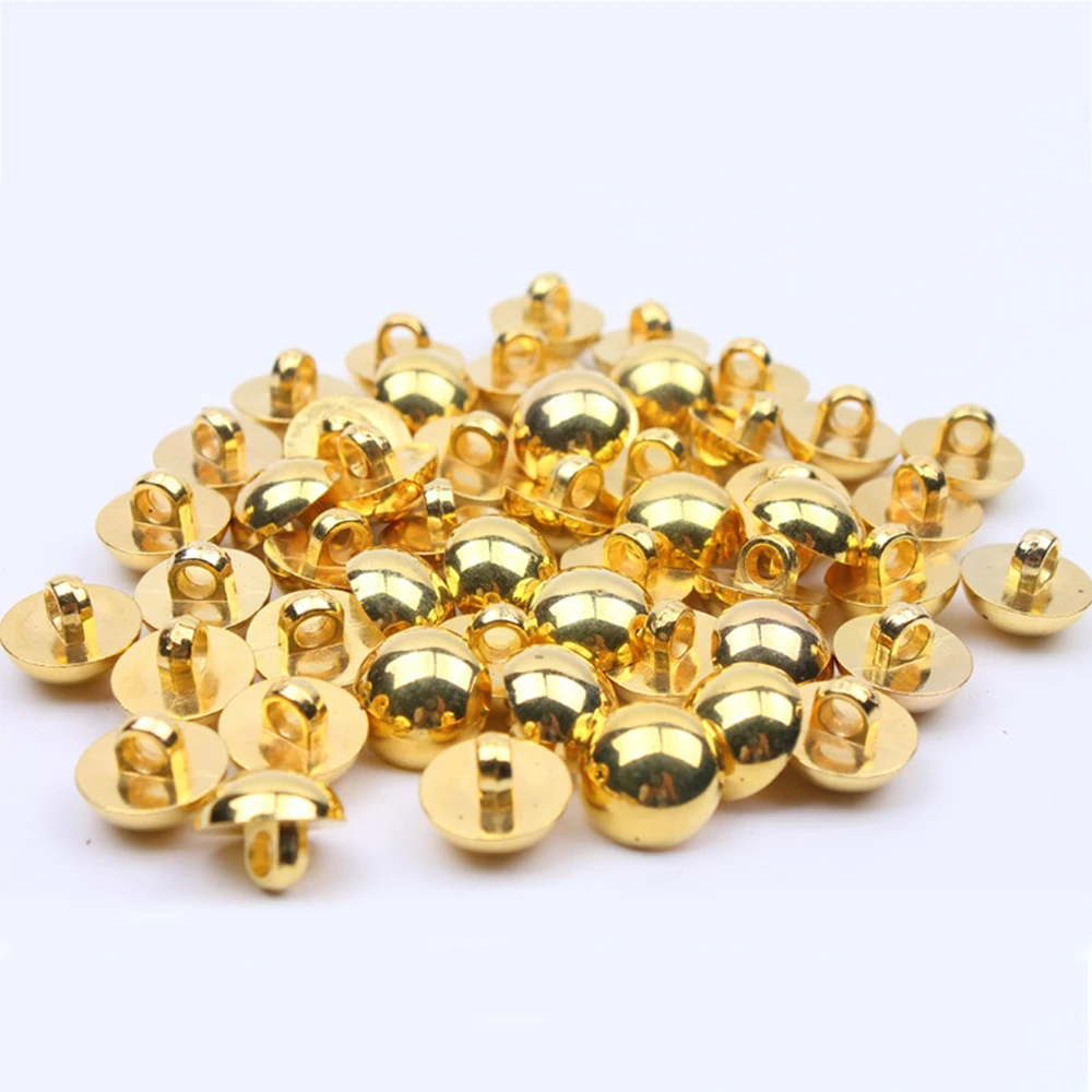 50 Pcs/Lots 12.5mm Plastic Buttons With Polished Gold Finish For Most ...