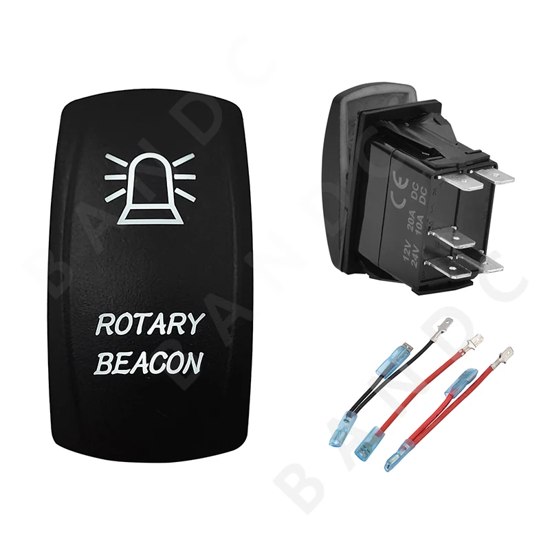 ROTARY BEACON Rocker Switch 5P ON OFF SPST White Led Lights Toggle ...