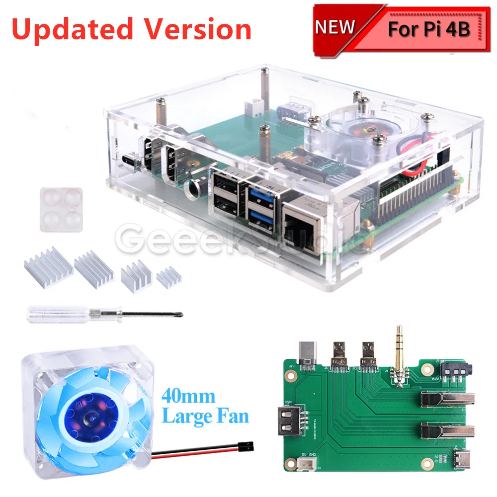 Acrylic Case Raspberry Pi Set-top Box Kit with 4010 Blue LED Light ...