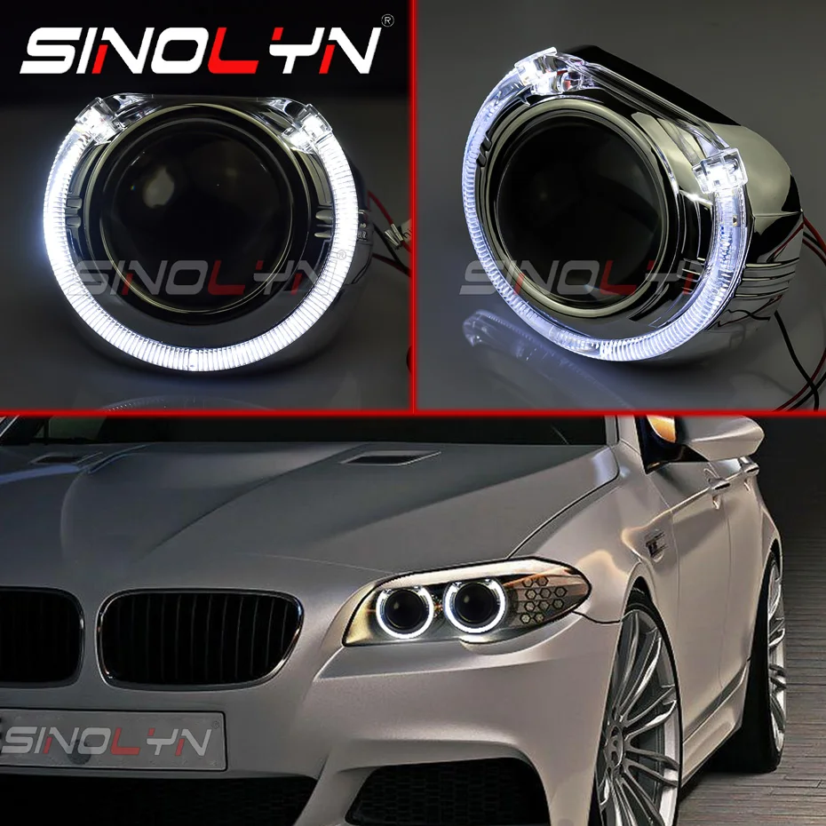 Sinolyn Angel Eyes Projector Car Lenses Bi xenon For Headlight H4 H7 ...