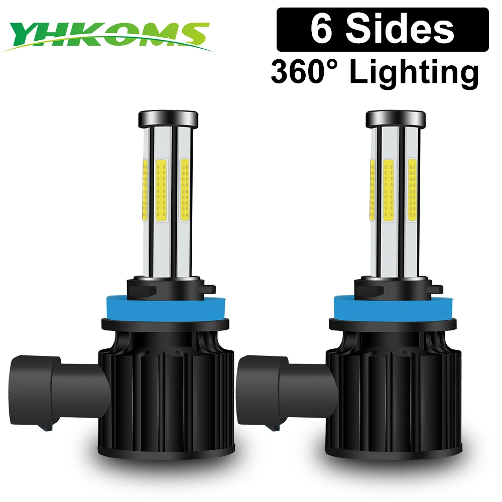 YHKOMS 6면 360 H4 H7 LED H8 H9 H11 9005 HB3 9006 HB4 9012 자동차 - 티몬