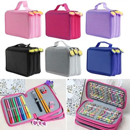 School Pencil Case Large Capacity 3 Layer 52 Holes Student Pen Pencil ...