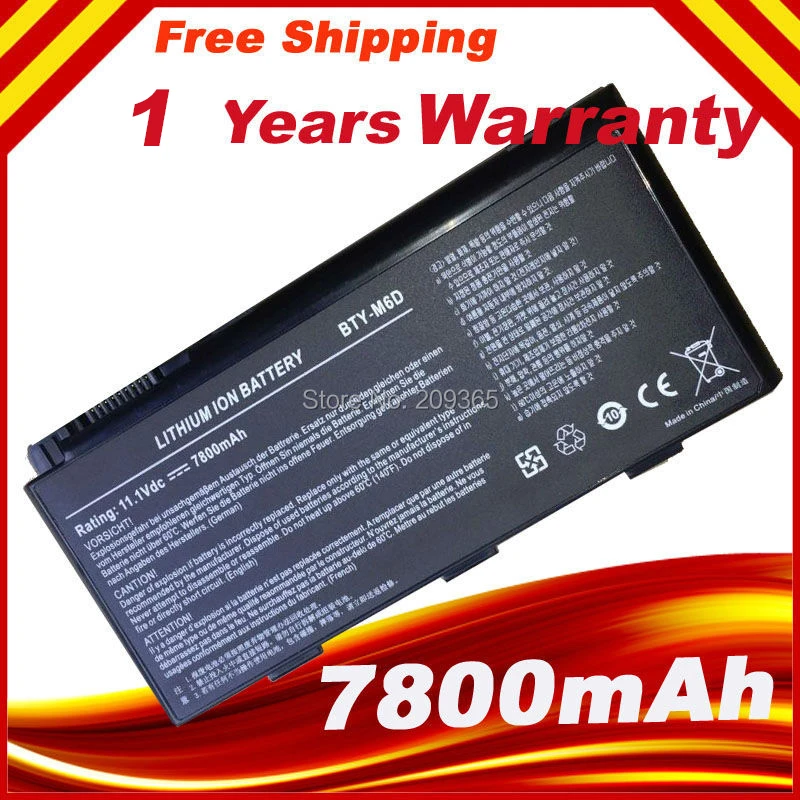 6600mAh BTY M6D Laptop Battery for MSI GT60 GT70 GX780R GX680 GX780 ...