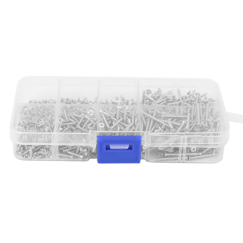 800Pcs Self Tapping Screw Assortment Kit Lock Nut Wood Thread Nail ...