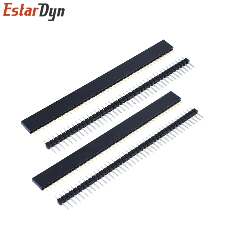10pcs 1x40 Pin 2.54mm Single Row Female + 10pcs 1x40 Male Pin Header ...