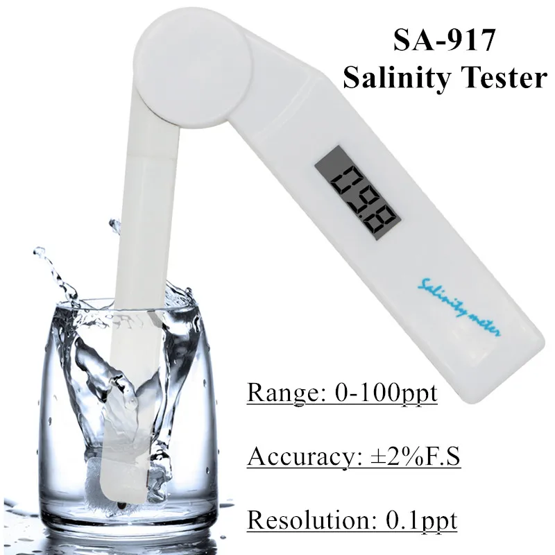 SA 917 Salinity Meter Foldable 0 100ppt Salinometer LCD Salinity Tester ...