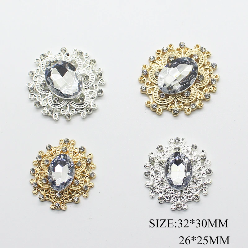 10pcs 32*30MM Zinc alloy Metal Snap Button Flatback Rhinestone Buttons ...