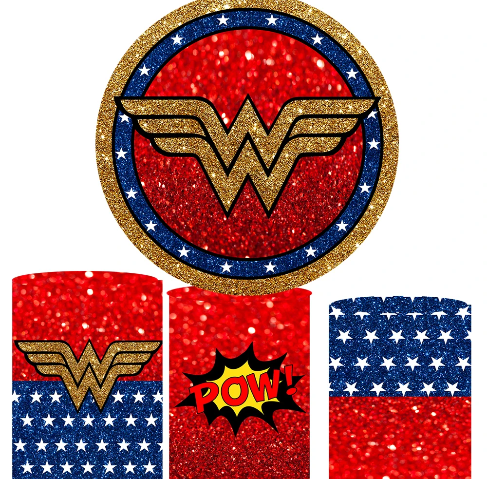 Round-circle-background-Wonder-Super-Woman-Girl-Backdrop-boys-birthday ...