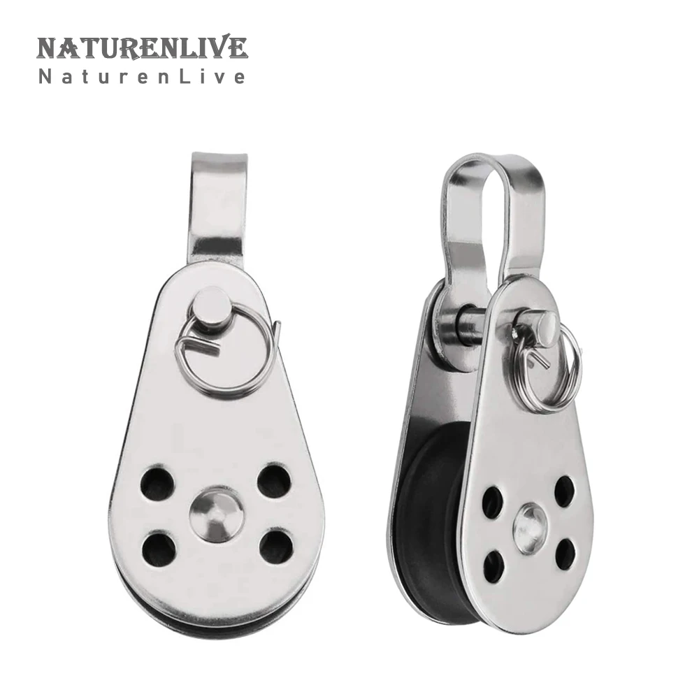 Silver 4 Pieces Single Wheel Pulley Block Top Grade 316 Stainless Steel ...