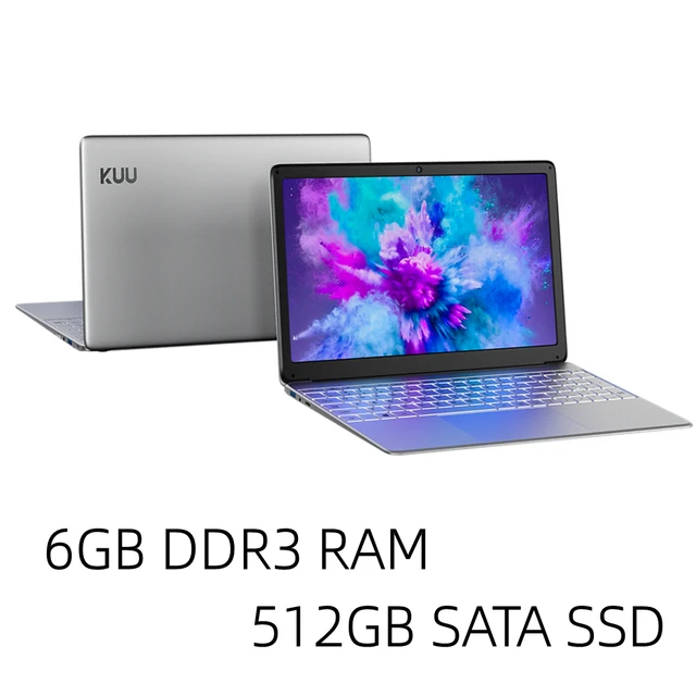 KUU A8S 15.6 inch Student Laptop 6GB RAM 256GB SSD Notebook For intel J3455 Quad Core Ultrabook ...