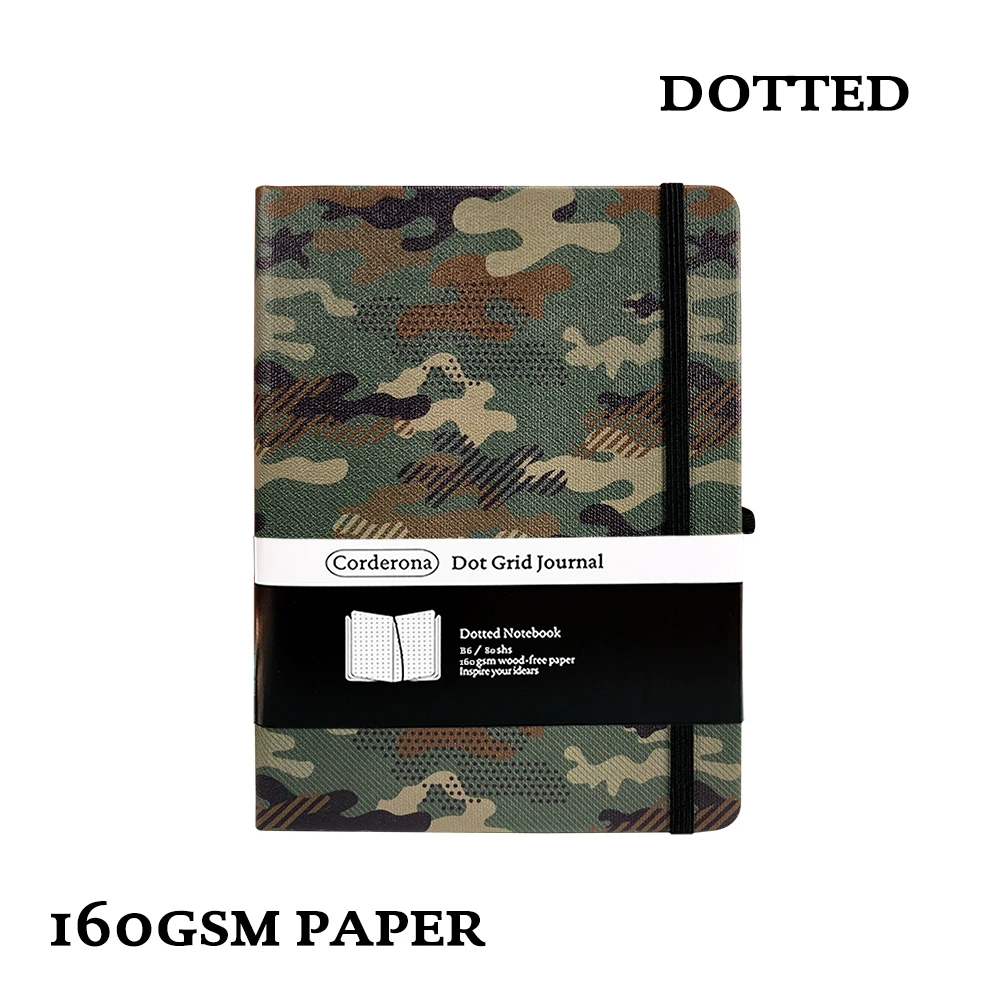 Camouflage B6 Bullet Dotted Journal Hard Cover Elastic Band Stationery ...