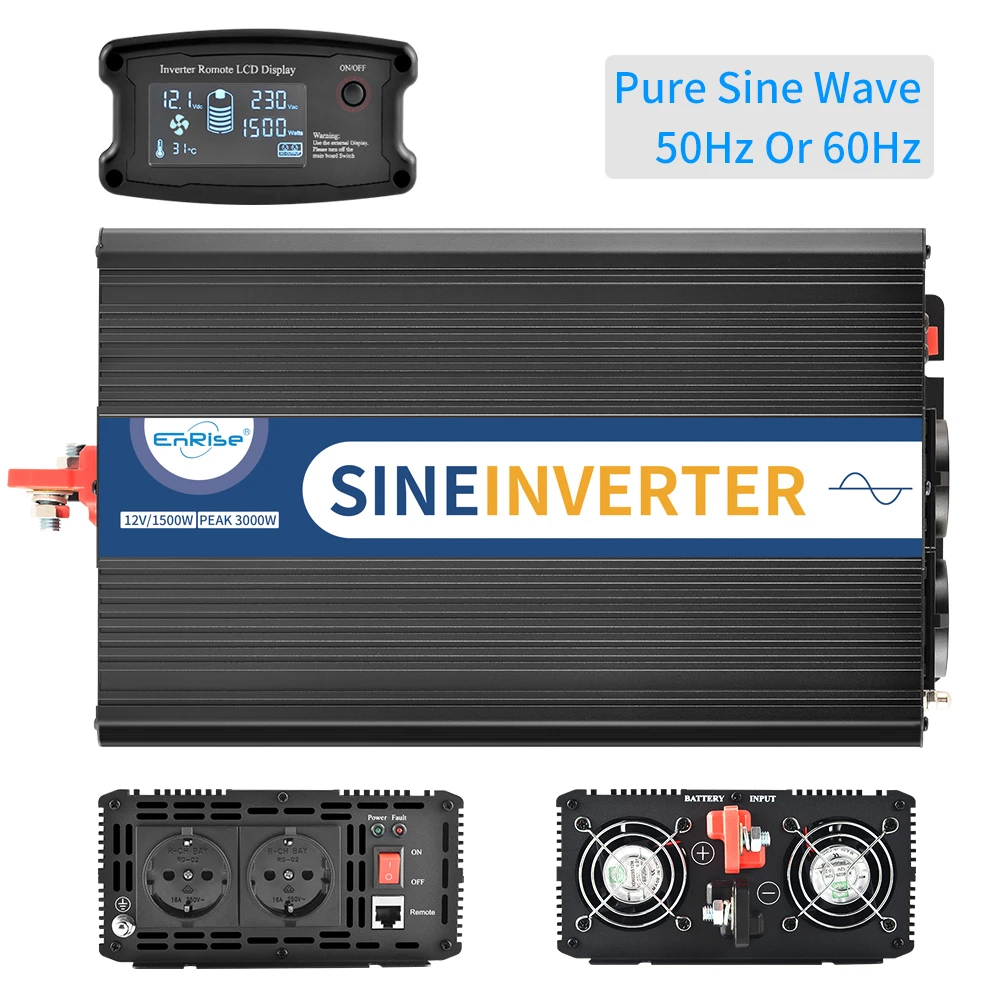 Power Inverter 1500W / 3000W DC 12V 24V zu AC 220V Reine Sinus Welle ...