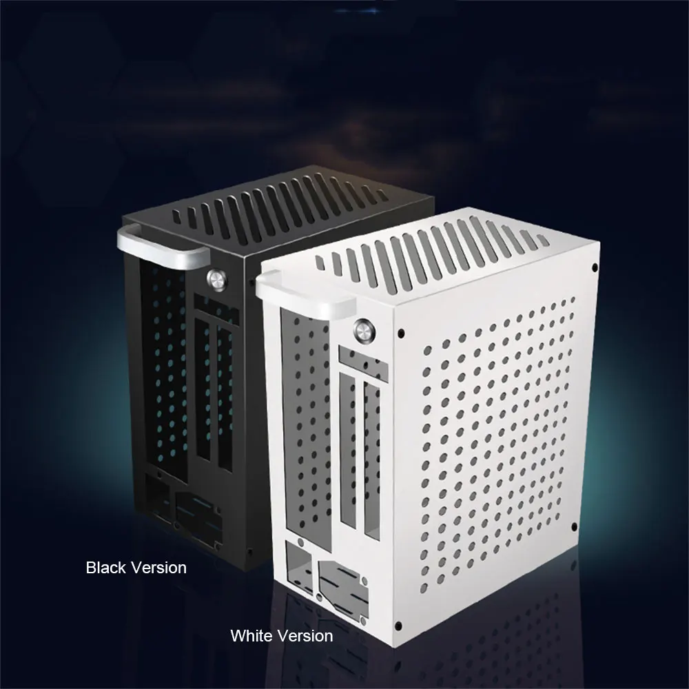 Black-Metal-Mini-Computer-Case-Alloy-Frame-Empty-Chassis-Portable ...