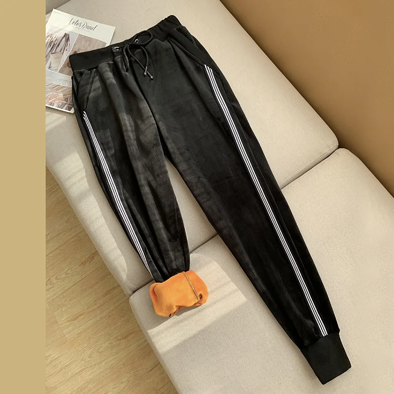 2xl зимние утолщенные спортивные штаны, женские бархатные брюки ...