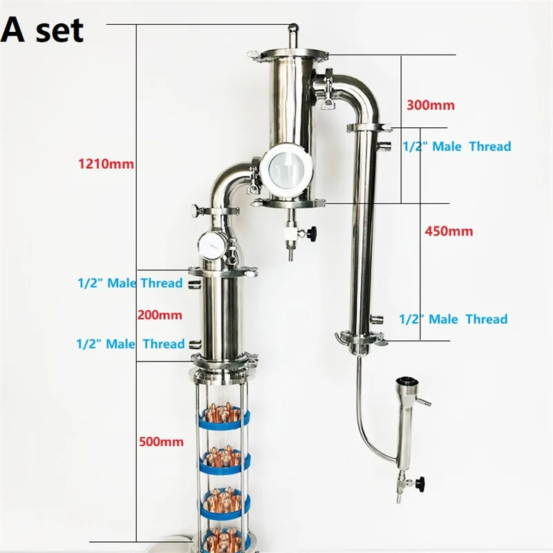 NEW 4"(102mm)OD119 Sanitary Distiller Column,Reflux Tower Combination ...