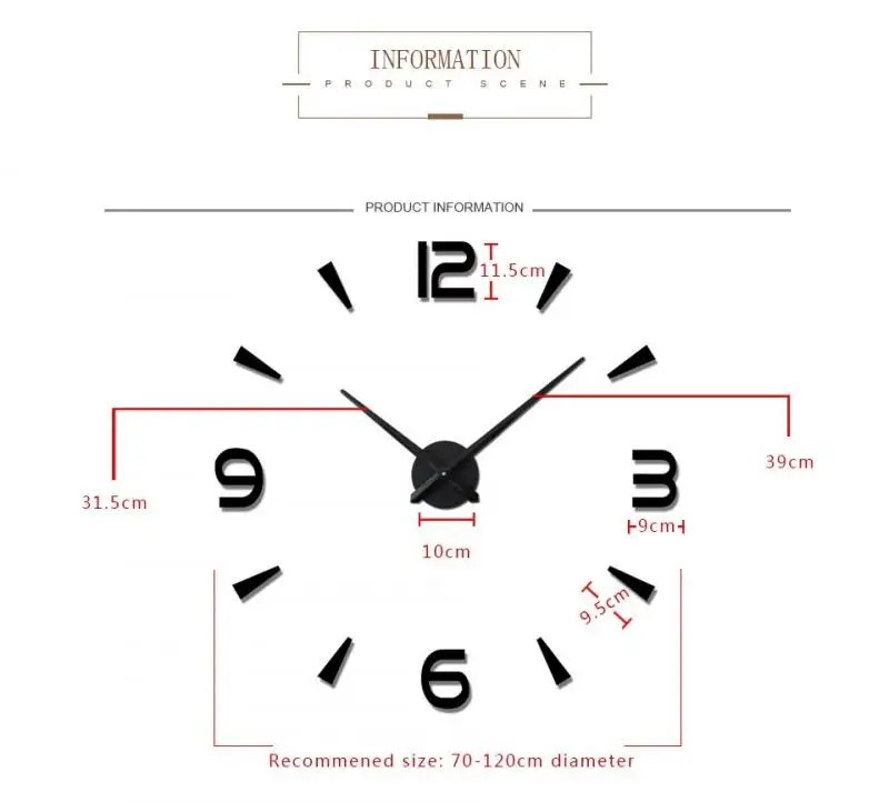 2020 Acrylic + EVA DIY Wall Clock 3D Wall Stickers Creative Living Room ...