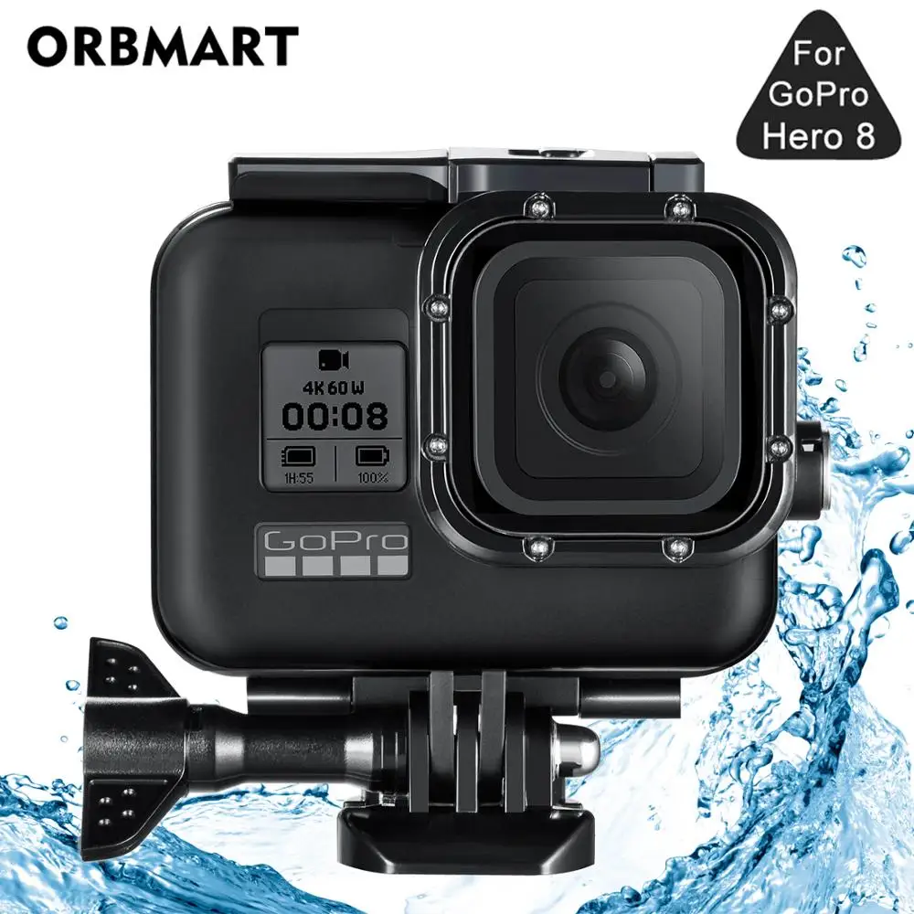 Black 60M Waterproof Housing Case for GoPro Hero 8 Black Dive Protective Underwater Diving Cover ...
