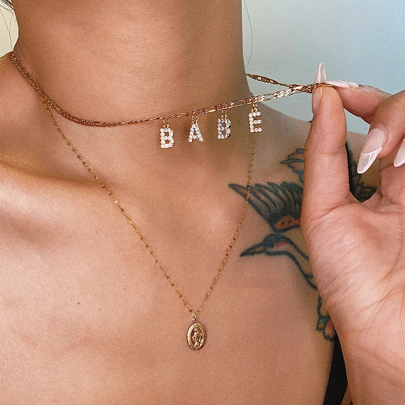 Collar de letras personalizadas para mujer, gargantilla de cadena con ...