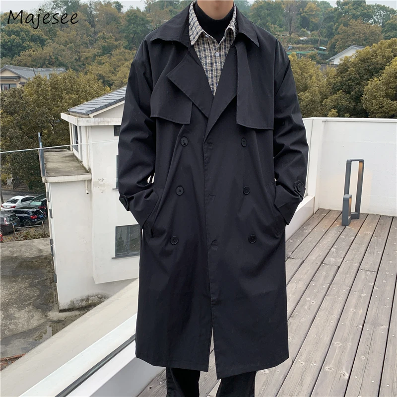 Gabardina larga holgada para hombre, prendas de vestir de talla grande ...