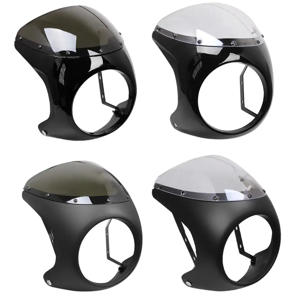 Motorcycle Universal Cafe Racer 7inch Headlight Handlebar Fairing ...
