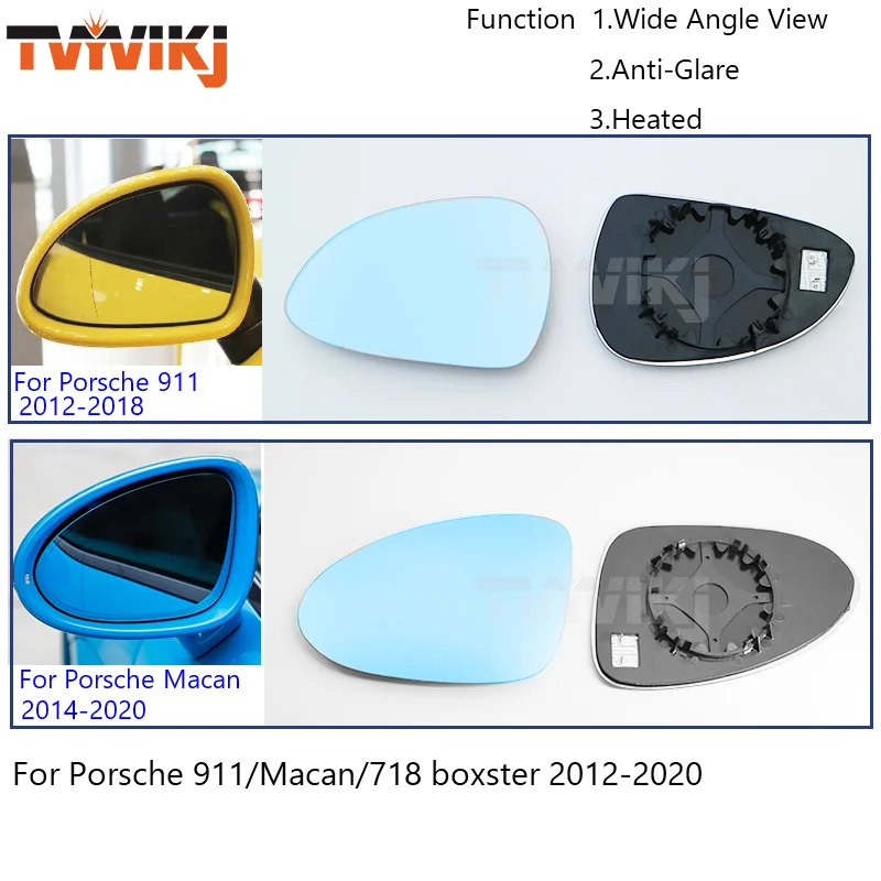 TVYVIKJ-Side-Rearview-Mirror-Blue-Glass-Lens-For-Porsche-911-Macan-718 ...