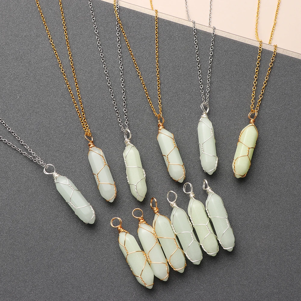 PIERRE VENDUE SEULE,3--Collier Hexagonal cylindrique en cristal brille ...