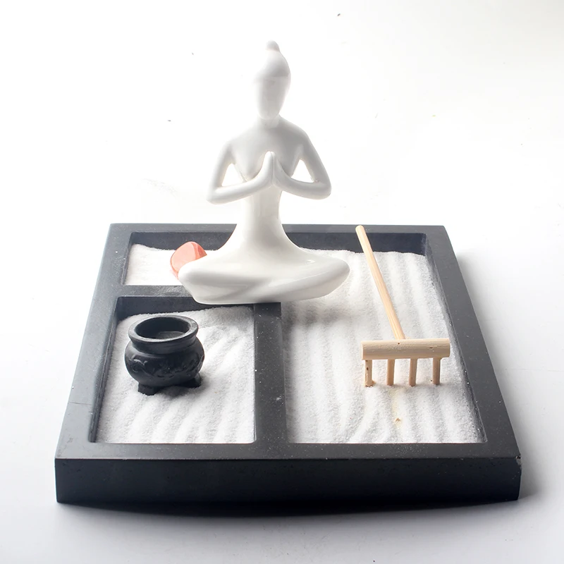 1Set Wooden Zen Sand Box Mini Desktop Sandbox Garden Ornament Office ...