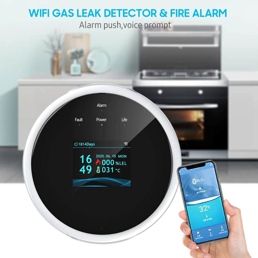 Wifi Detector de fugas de Gas pantalla LCD Control de APP WiFi ...