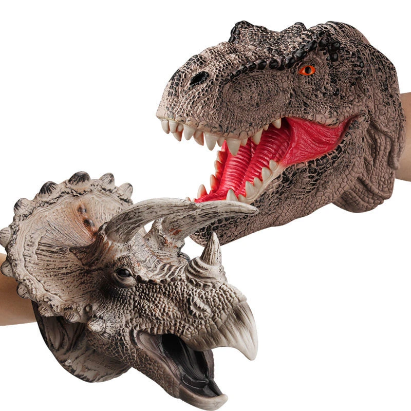 Dinosaur Hand Puppet Soft Vinyl Rubber Animal Head Hand Puppet Figure ...