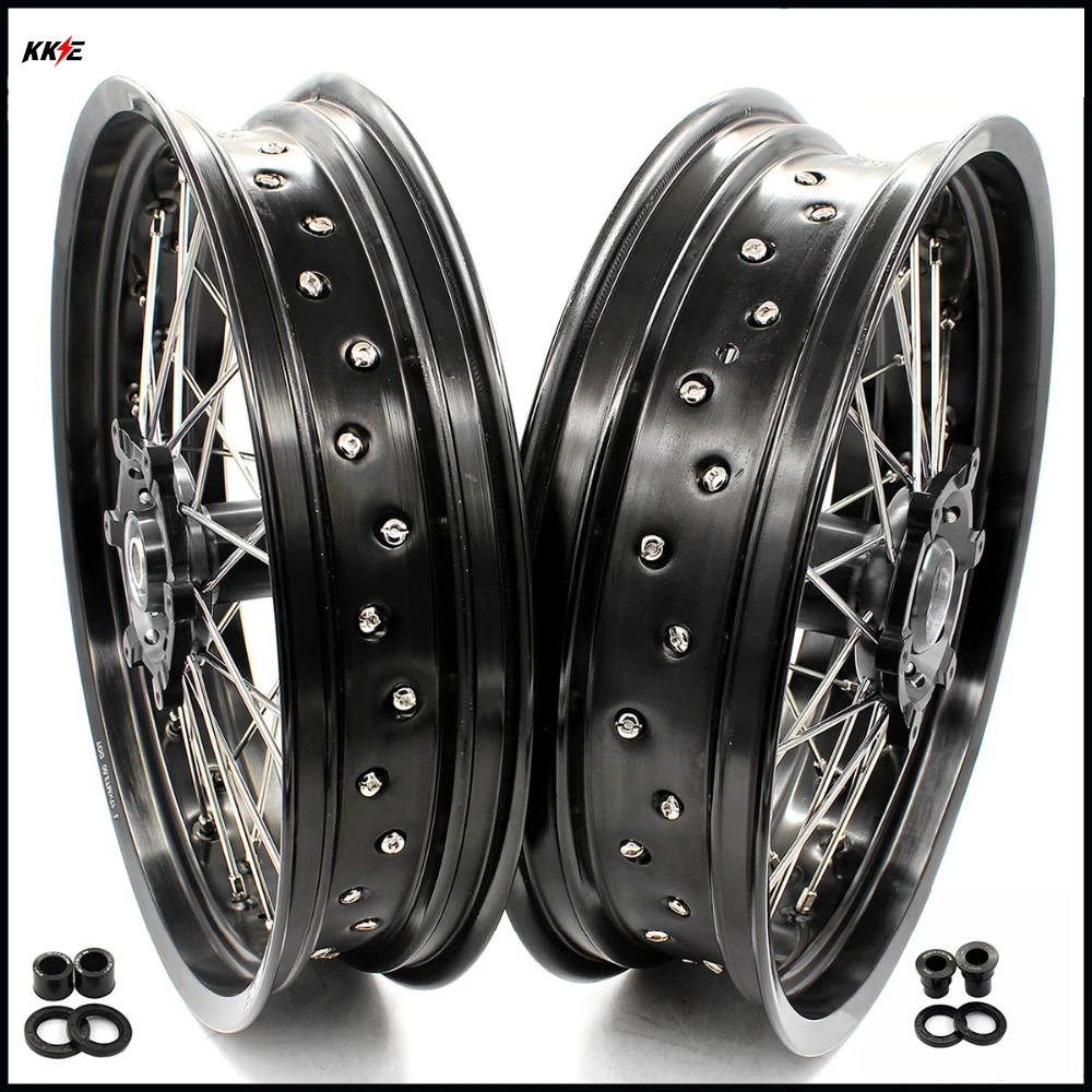 3.5*17" / 5.0*17" Supermoto Spoked Wheels Rims Set For SUZUKI DRZ400 ...