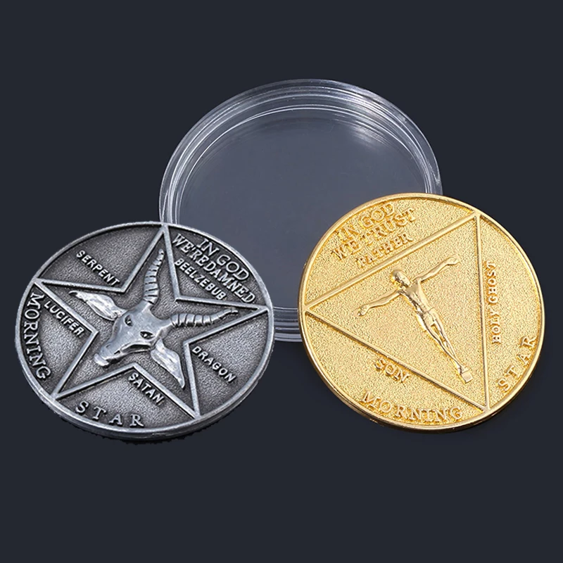 Llavero con moneda satánica de Lucifer Morning Star para hombre ...
