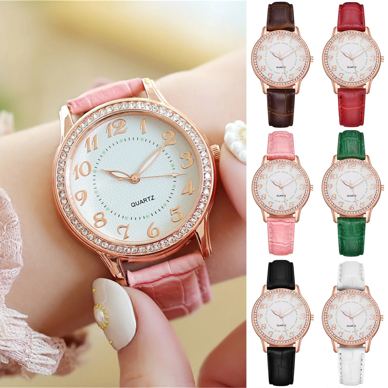 Ladies Quartz Wrist Watch Bracelet Set Reloj Mujer Ladies Diamond ...