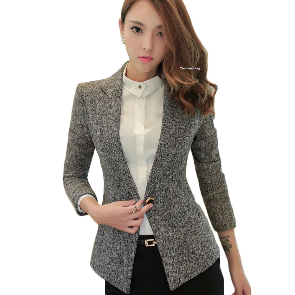 Women Notched Collar Blazer With Slanted Pocket New Fall Winter Green ...