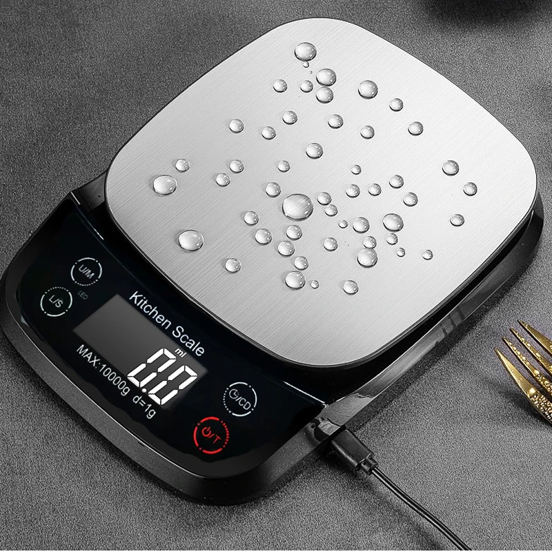 Rechargeable Waterproof Electronic Scales 10kg | Stainless Steel Diet ...