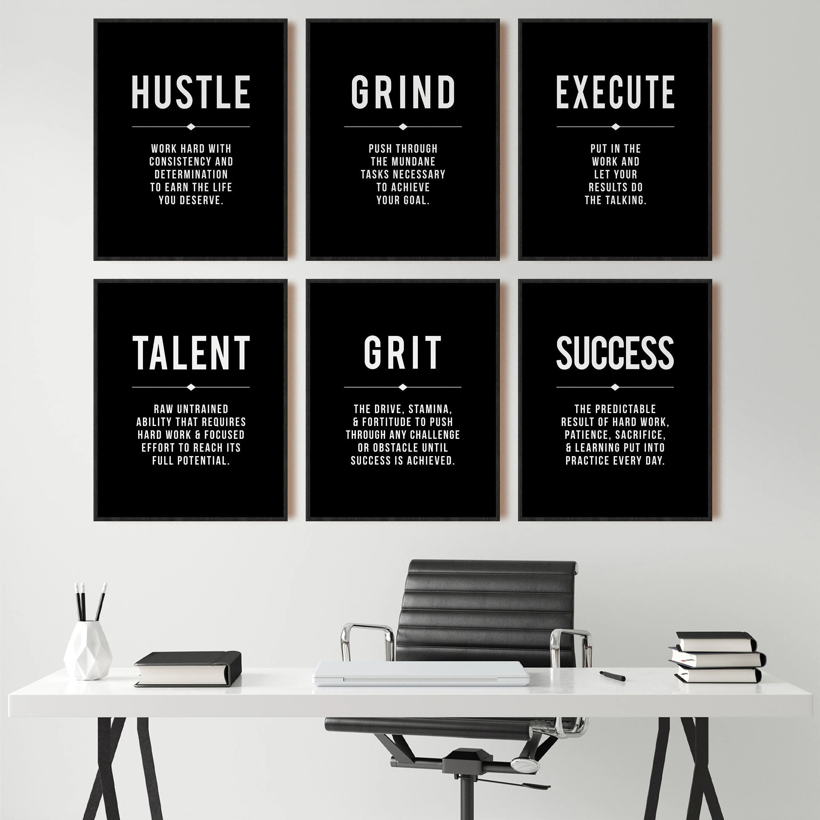 Grind Hustle Success Motivational Posters and Prints Office Decor ...