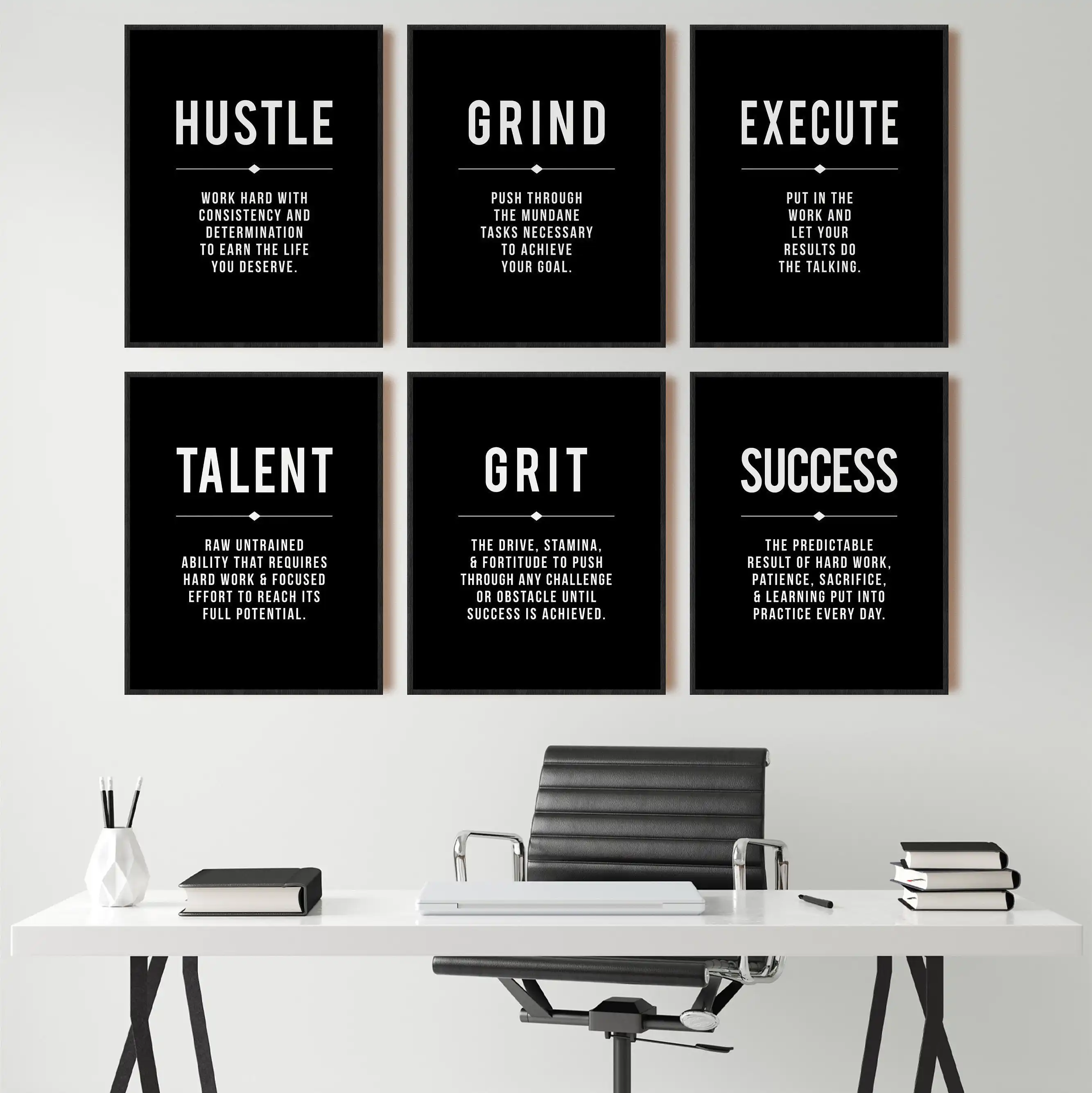Grind Hustle Execution Wall Art Canvas Prints Office Decor Motivational ...