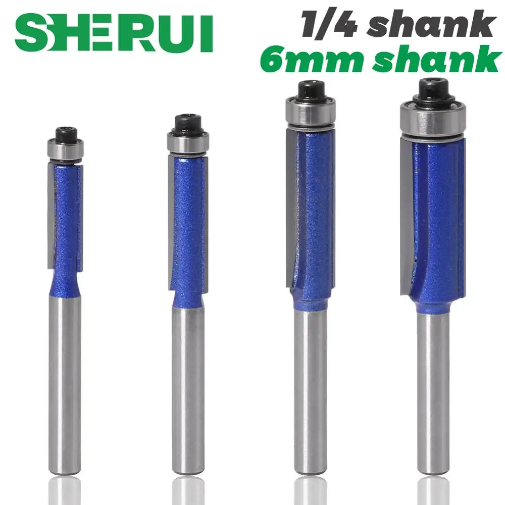 1pc 1/4 Shank 6mm shank Trim Router Bit with Bearing for Wood Template ...