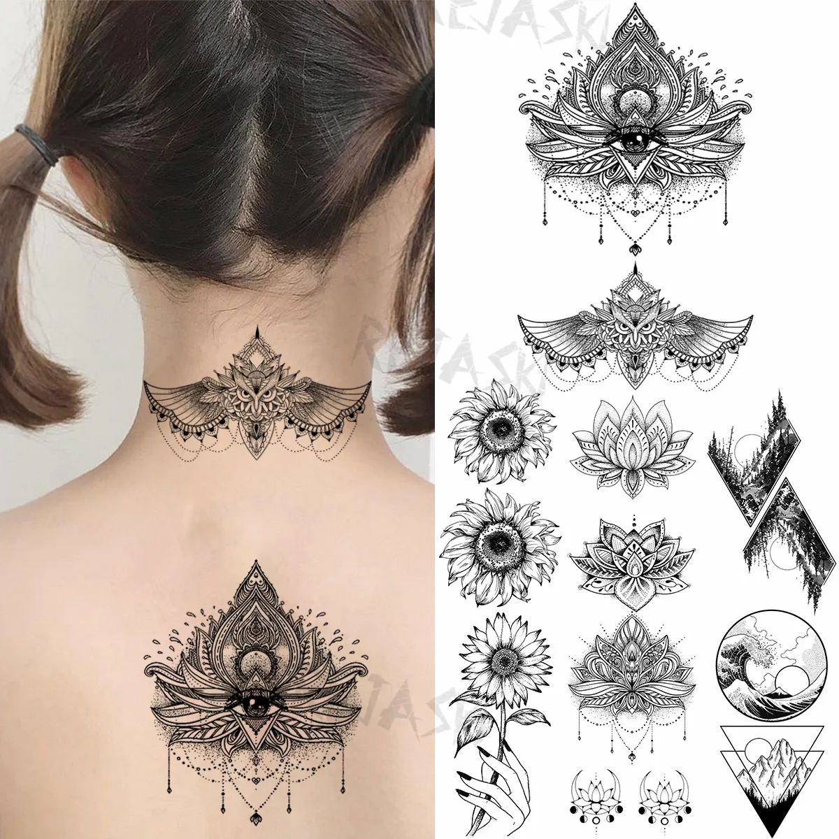 Mandala Tattoo Back Of Neck