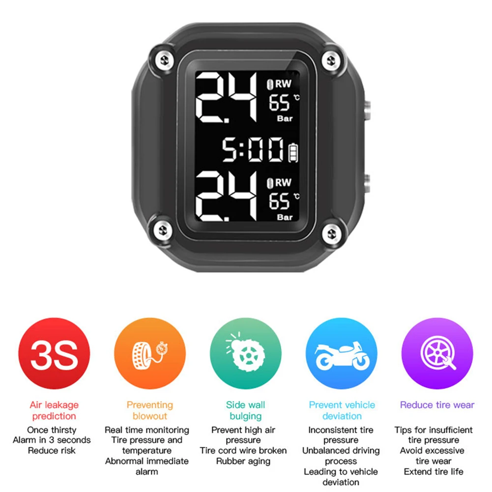 M5 Motorcycle TPMS Moto Tire Pressure Monitoring System for Motorbike ...