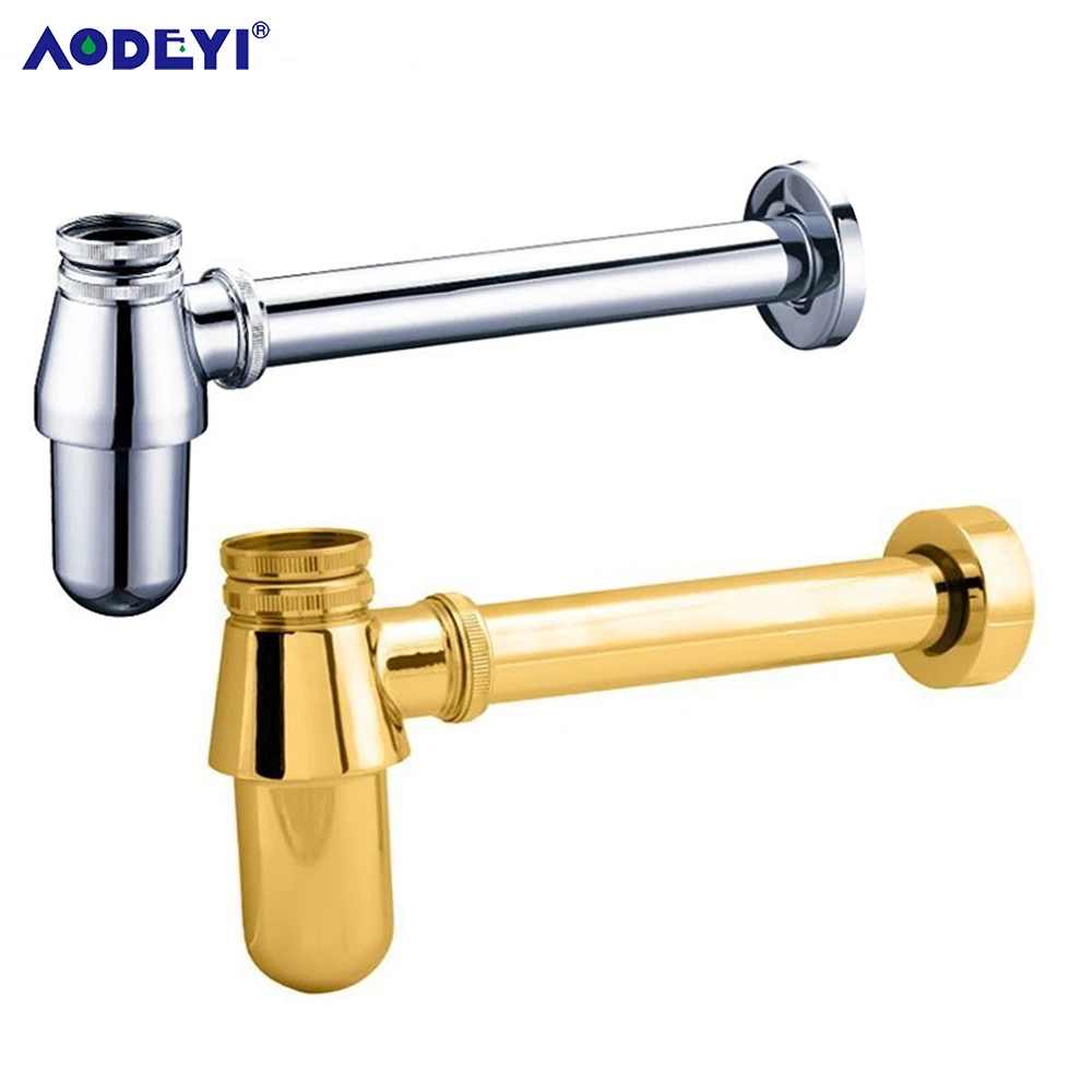 Gold Brass Basin Bottle Trap , P-Trap,Waste Drain, Basin Mixer Waste ...