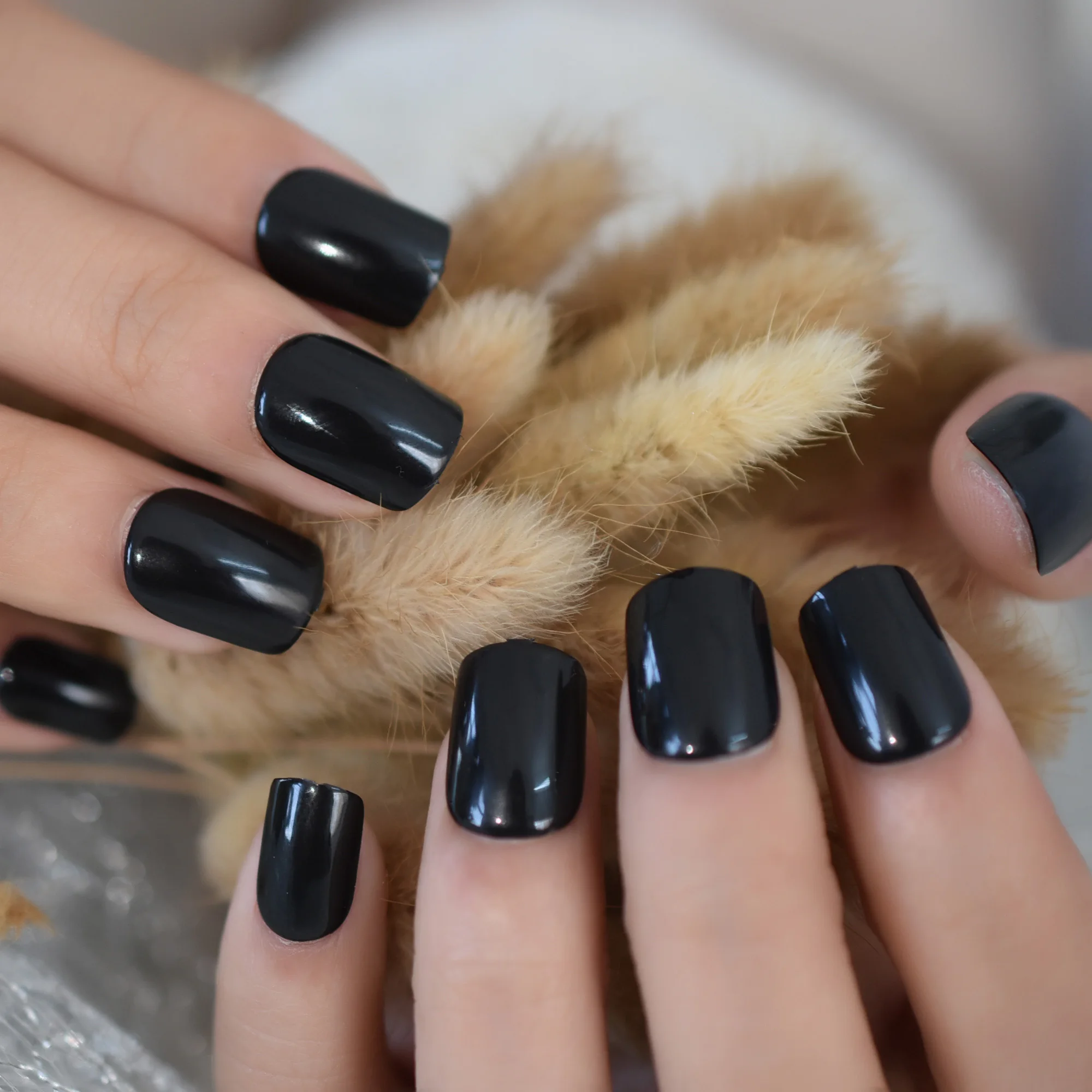 Black Square Acrylic Nails