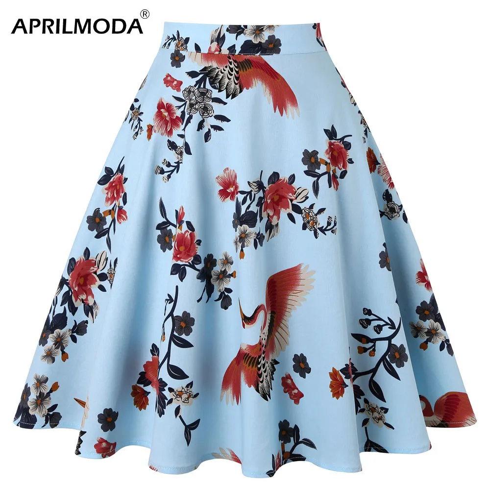 2023-Ver-o-50s-60s-Vintage-Retro-Saia-Casual-Moda-Lady-Bird-Animal ...