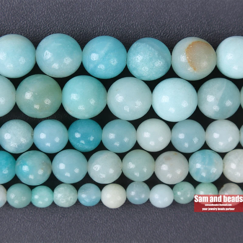 Natural Stone A grade Light Blue Amazonite Beads 4.6,8,10,12mm pick ...
