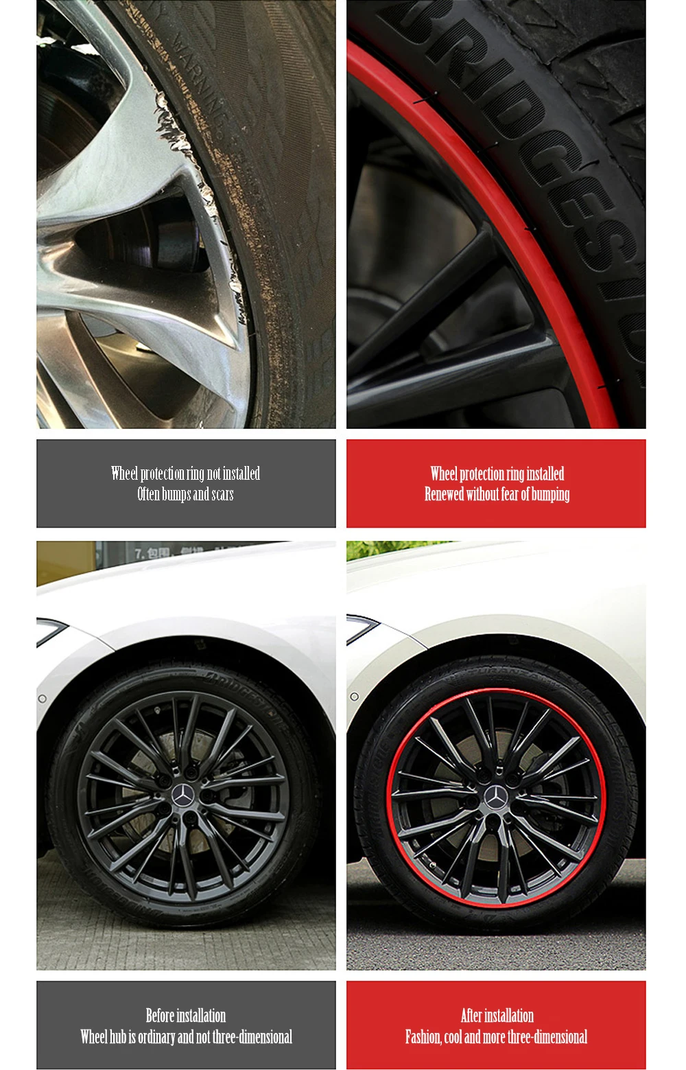 Car Accessories 4 Piece Set R16″R17″R18″R19″R20″ Inch Hub Caps Skin Rim ...