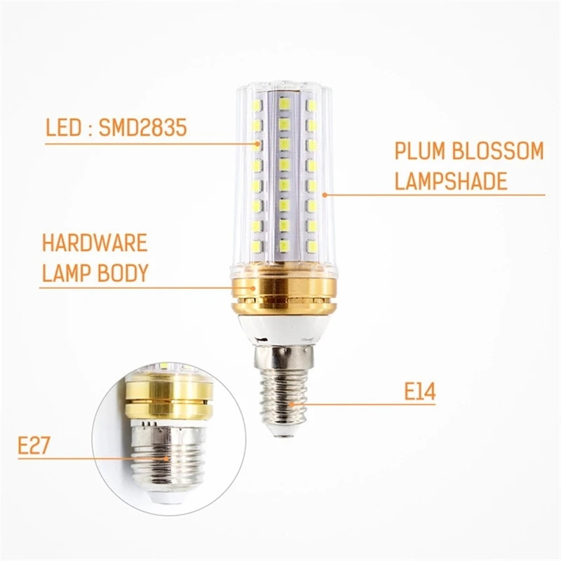 AMPOULE LED,blanc chaud-E27 20W--Ampoule épis de maïs, E27 E14 12W 16W 20W 24W ac 220V 240V ...
