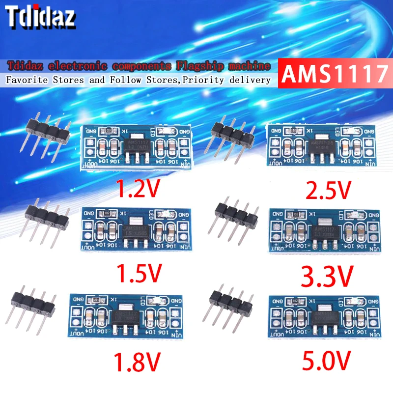 5pcs Lm1117 Ams1117 4.5-7v Turn 3.3v 5.0v 1.2v 1.8v 1.5v 2.5v Dc-dc Step Down Power Supply ...