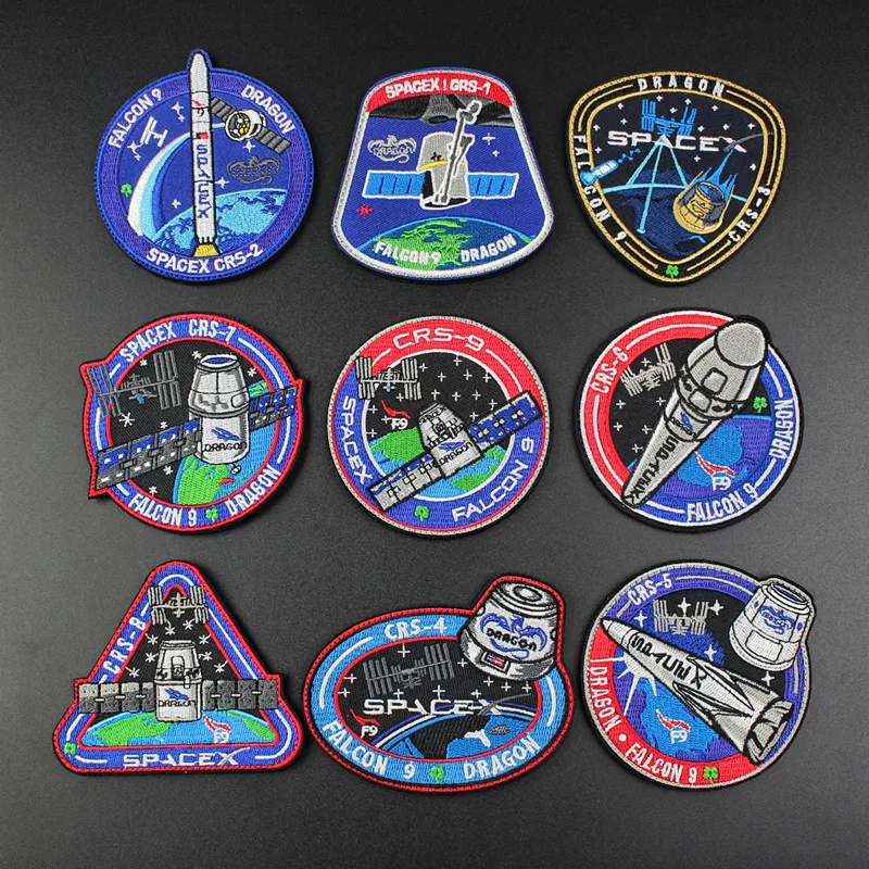 Spacex-Aerospace-Station-Astronaut-Embroidery-Patches-Emblem-Military ...