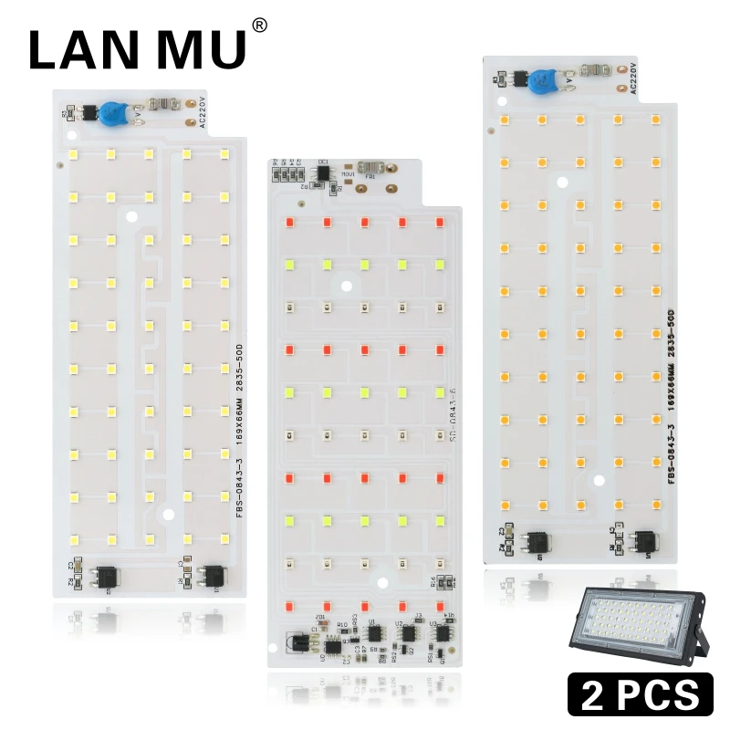 2pcs Led Rgb Flood Light Chip 50w Smd 2835 Outdoor Floodlight Spotlight ...